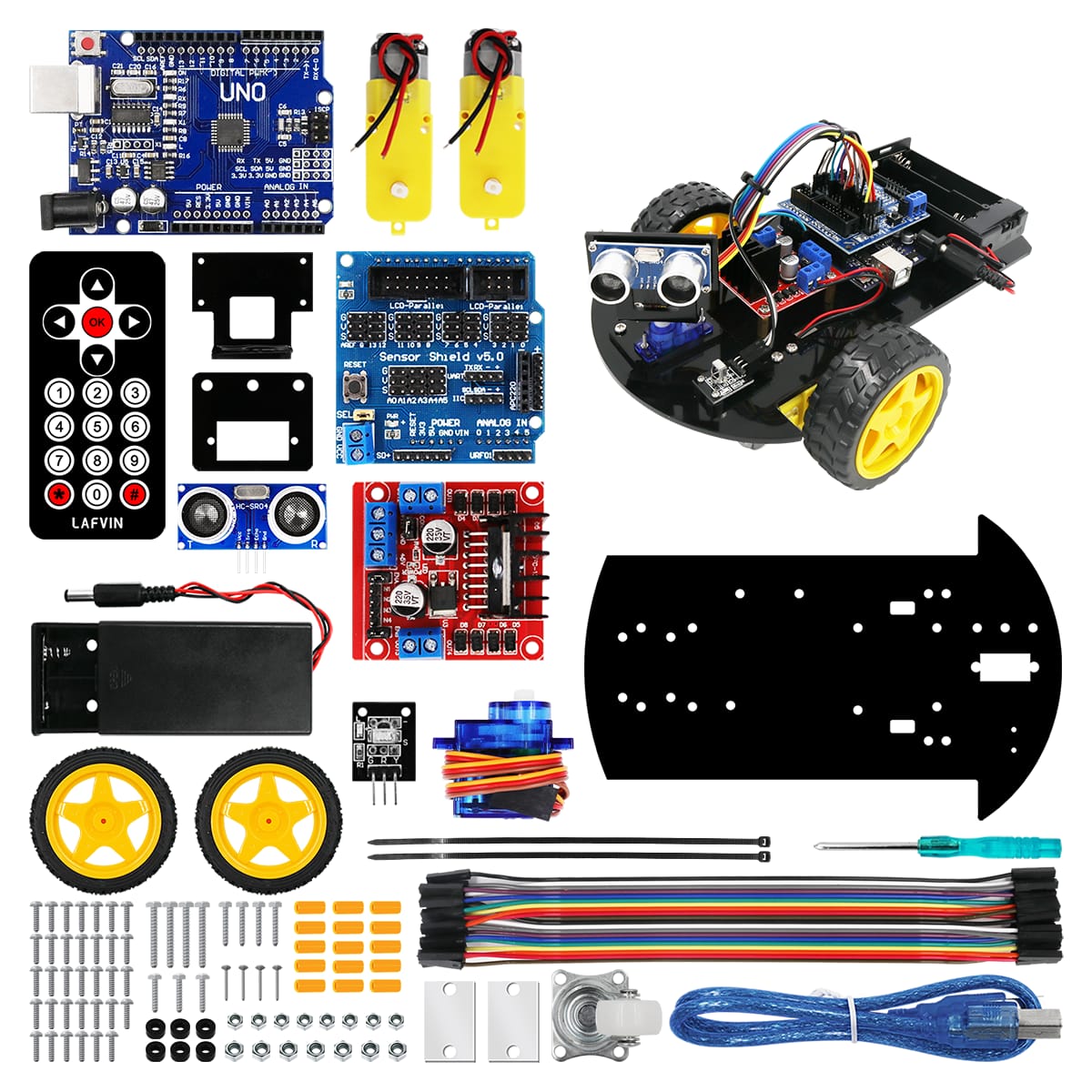 Kit Robot 2WD Éviteur d’Obstacle avec Télécommande Infrarouge (HX1838 ...