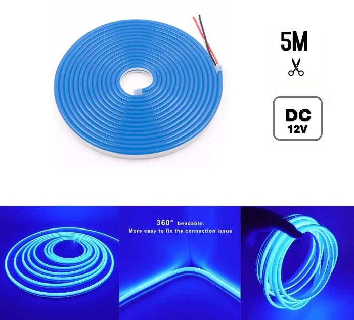 Bande LED Néon Flexible 6*12mm étanche 12V Blue 5M – tuni-smart-innovation